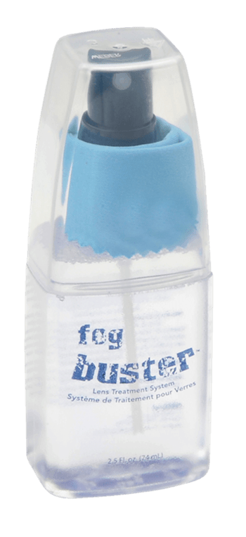 Fog Buster Spray 2.5 oz. and 6x7 Light Blue Buffing Cloth - E-Z Optical